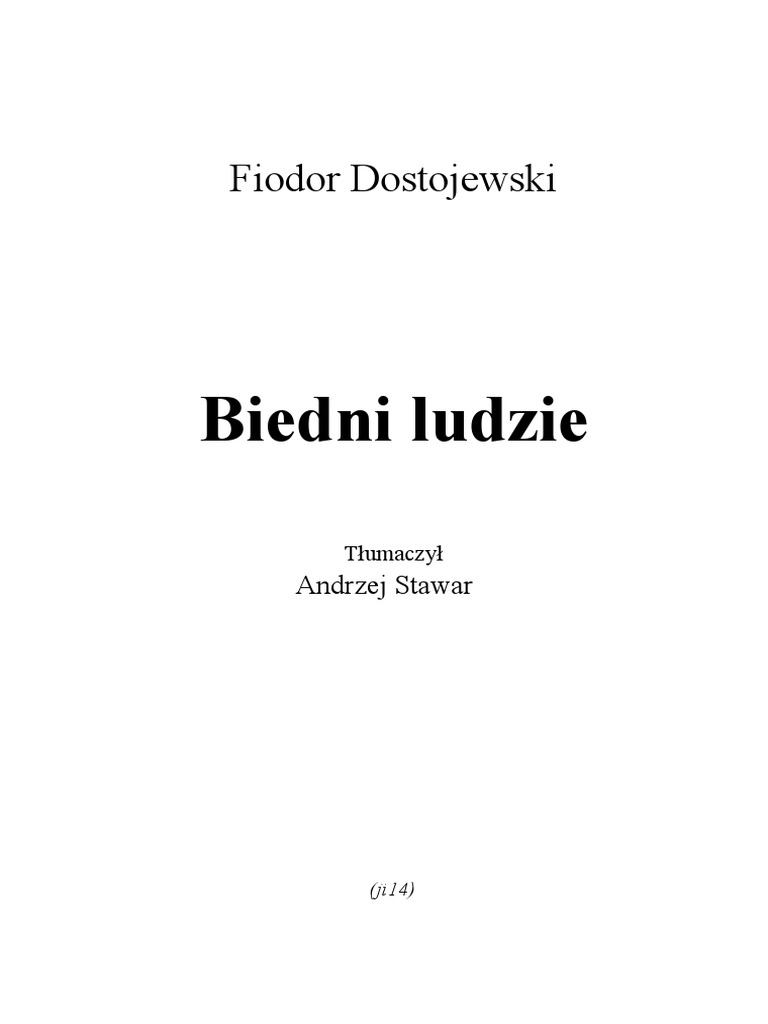 Fiodor Dostojewski - Biedni Ludzie (1846) | PDF