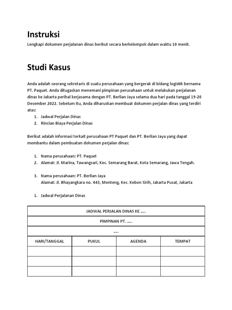 Sesi 1 - Worksheet Mengelola Perjalanan Dinas | PDF