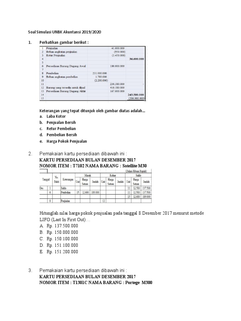 Soal Simulasi UNBK Akuntansi 2019 Ya | PDF | Bisnis | Pengelolaan Keuangan & Uang