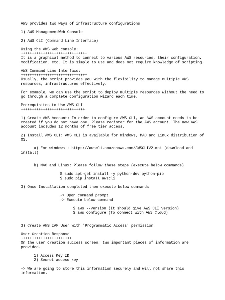 AWS CLI and Management Console Guide | PDF | Command Line Interface ...