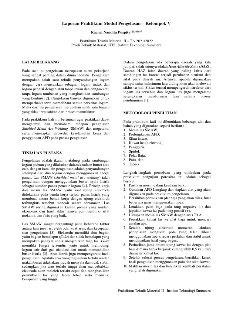 Laporan Praktikum Modul Pengelasan | PDF