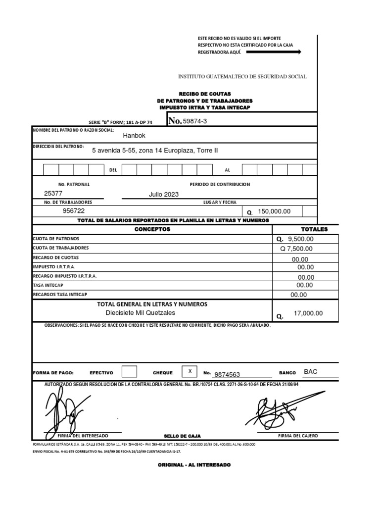 Ejemplo de Recibo de Pago en Guatemala | PDF | Economias | Pagos
