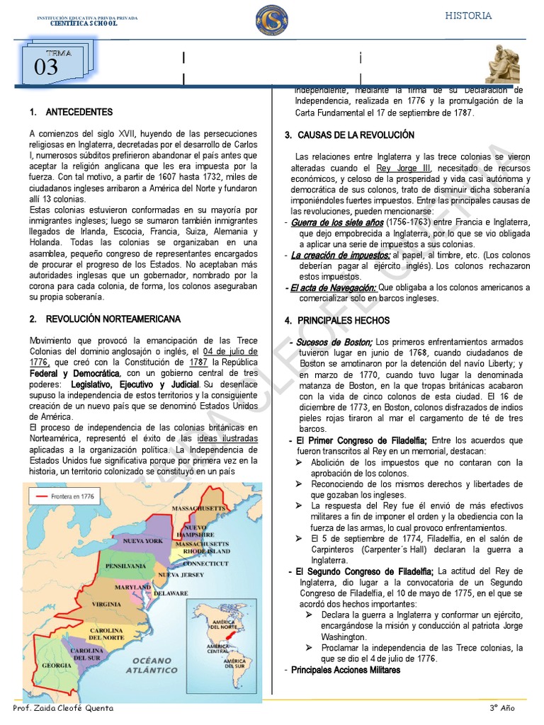 Tema #3 La Revolución Norteamericana | PDF | Guerra revolucionaria ...