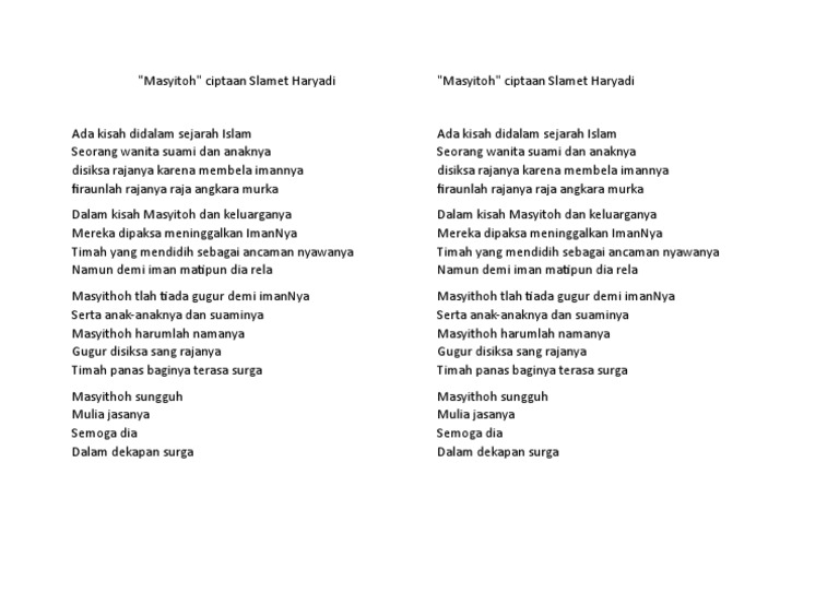 Lirik Masyitoh MAPSI | PDF