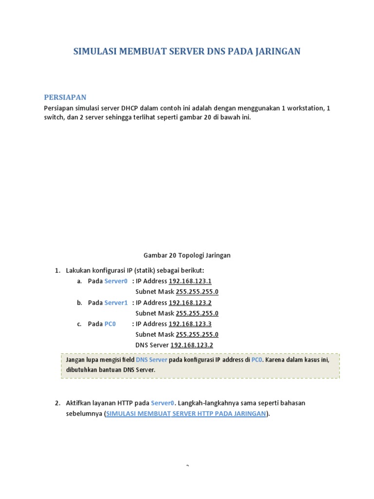 Simulasi Server DNS dan HTTP Jaringan | PDF | Komputer