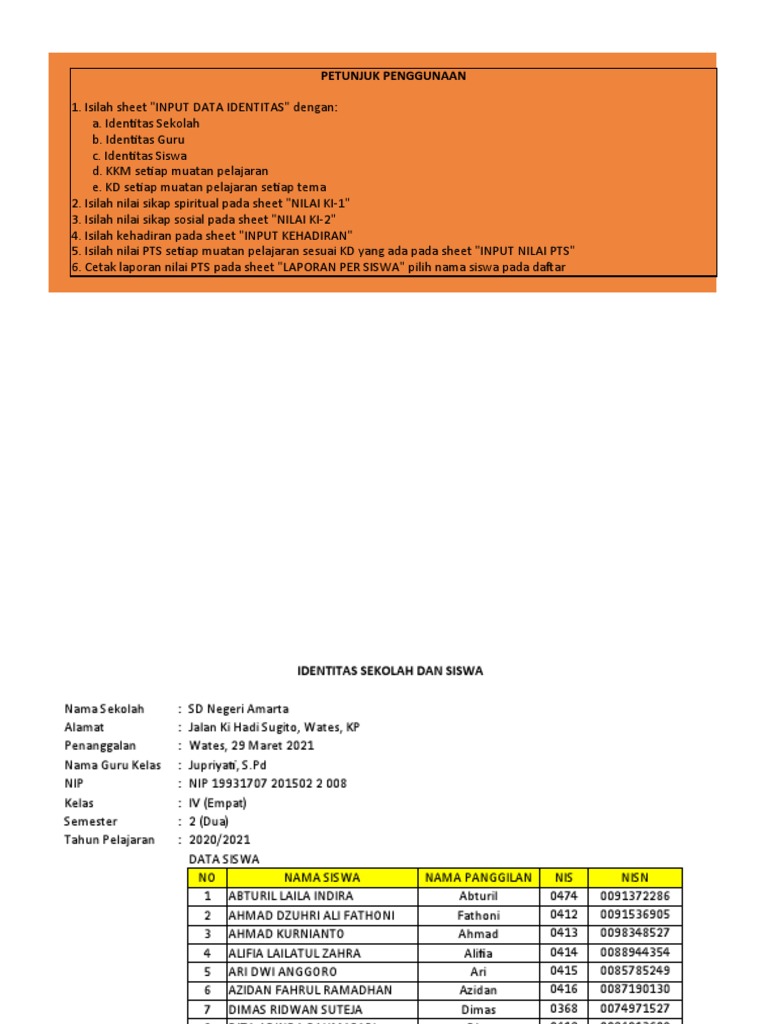 FORMAT LAPORAN PTS SEM 2 - Kelas Atas Edit OK | PDF