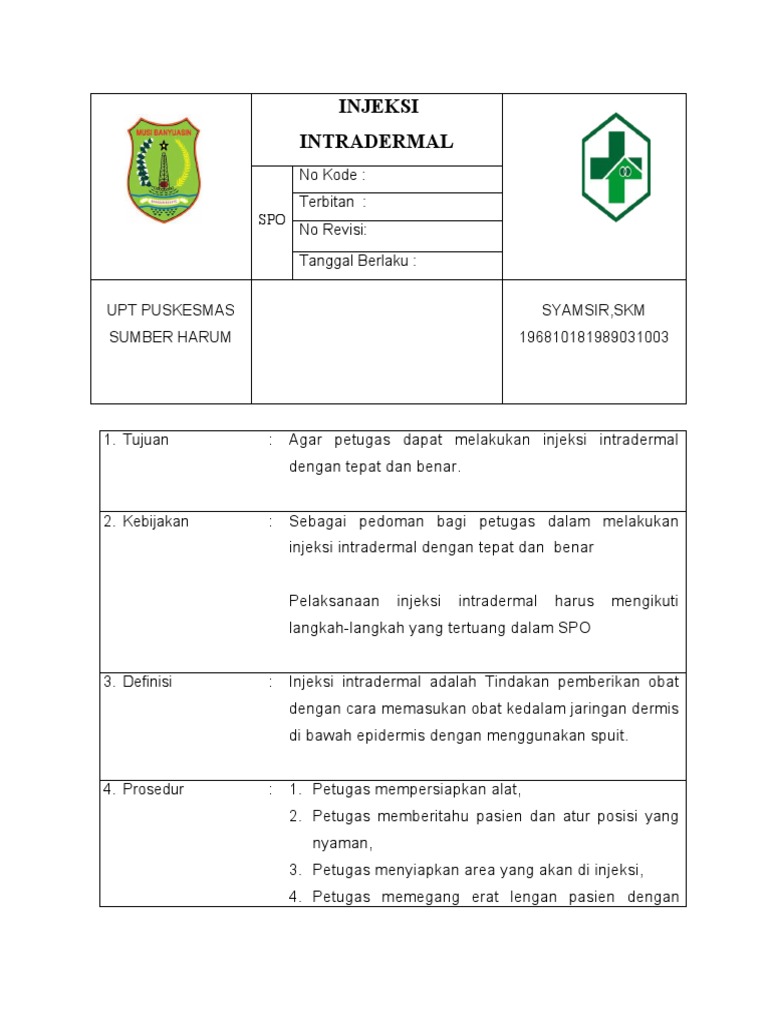 Sop Injeksi Ic | PDF