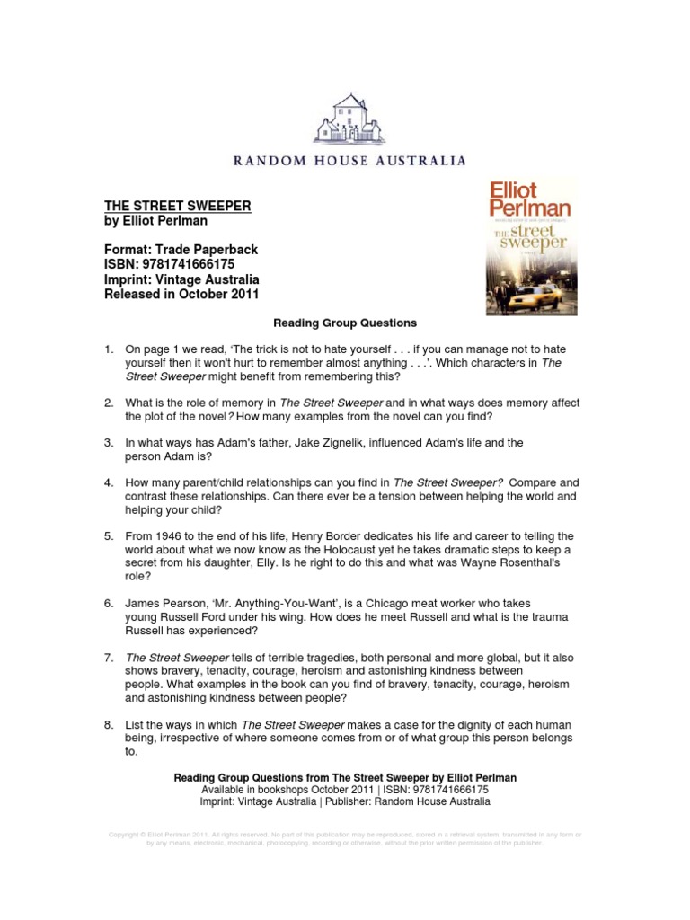 The Street Sweeper by Elliot Perlman Reading Group Questions | PDF