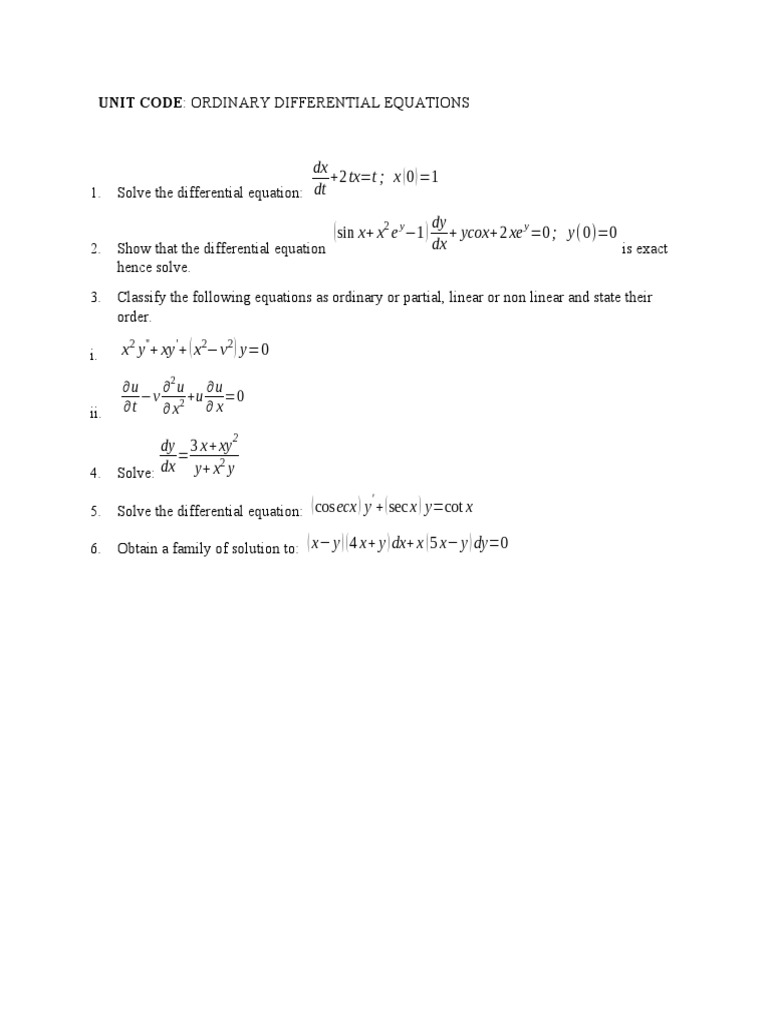 Ordinary Differential Equations | PDF