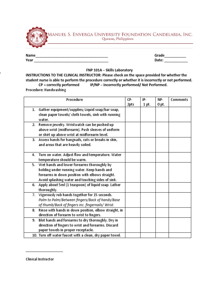 Handwashing-Checklist | PDF