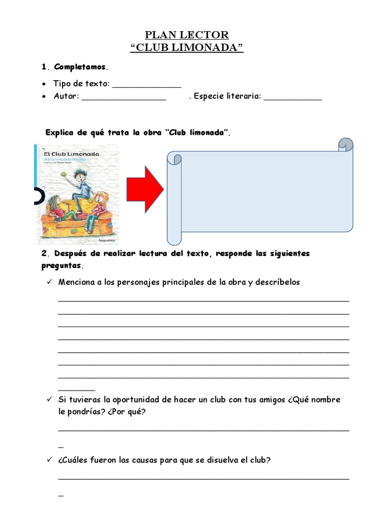 Club Limonada - Control de Lectura | PDF