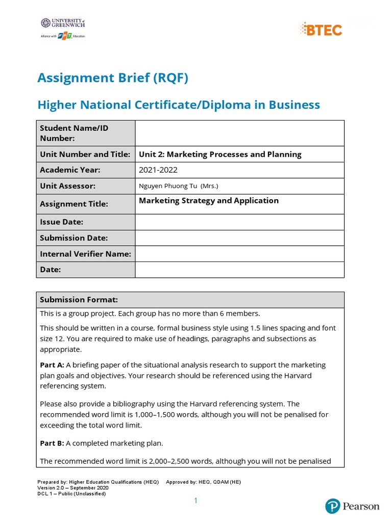 Unit 2 - MKT Planning and Processes-Assignment 2 Brief | PDF | Marketing | Market (Economics)