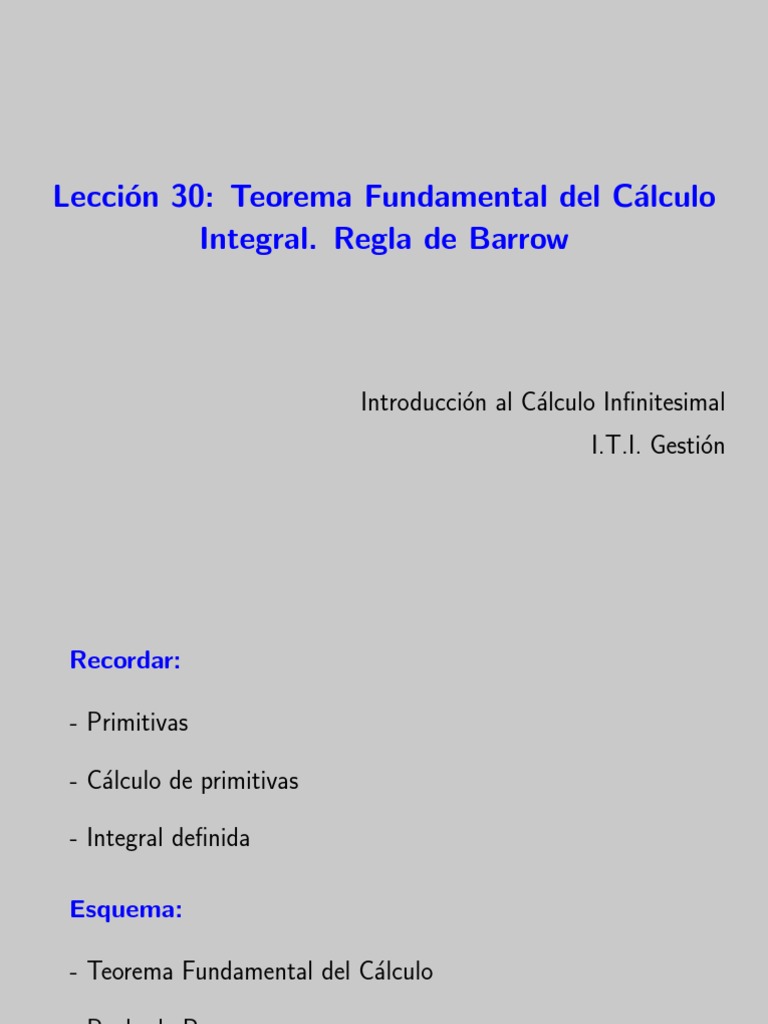 (MAT) Calculo Integral - Teorema de Barrow-1 | PDF | Integral | Cálculo