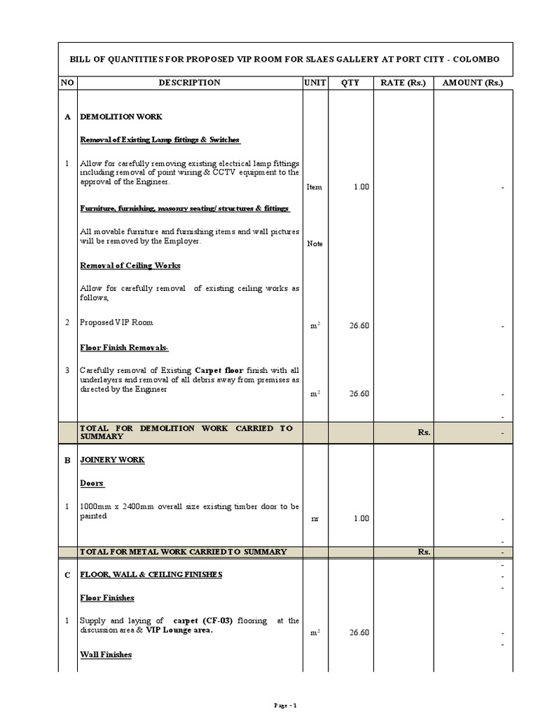 BOQ - VIP Room | PDF