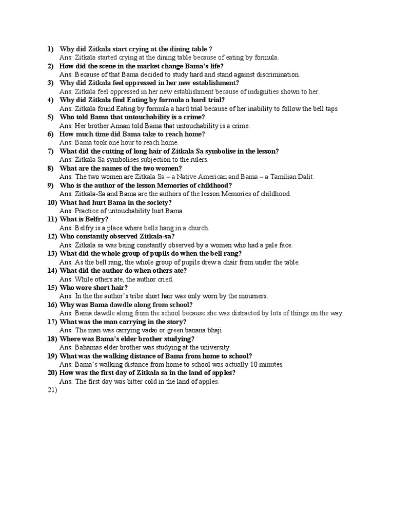 Memories of Childhood VSA | PDF