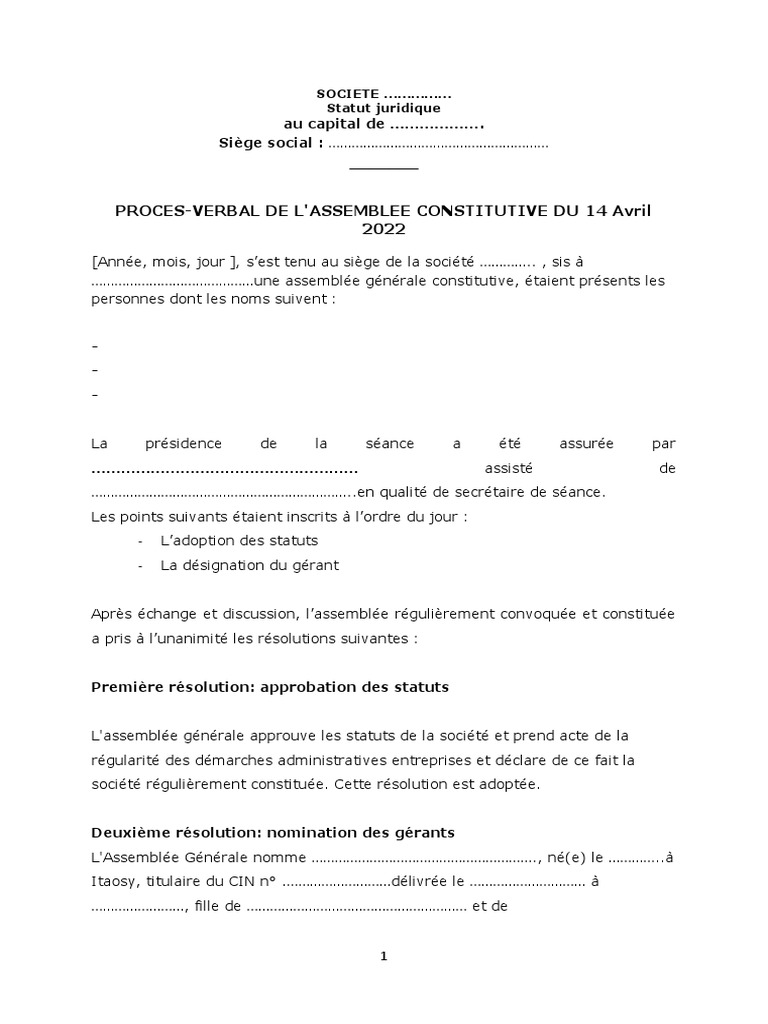 PV AGC Nomination Gerant | PDF