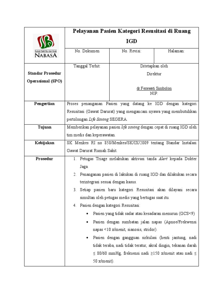 Pelayanan Resusitasi di Ruang IGD | PDF