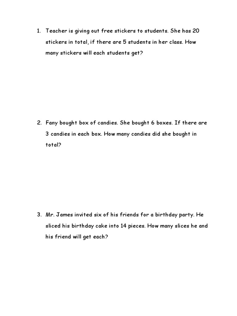P2 Word Problem Multiplication | PDF