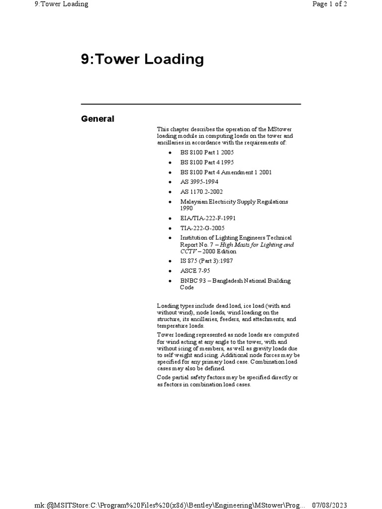 Tower Loading | Download Free PDF | Electrical Engineering | Civil ...