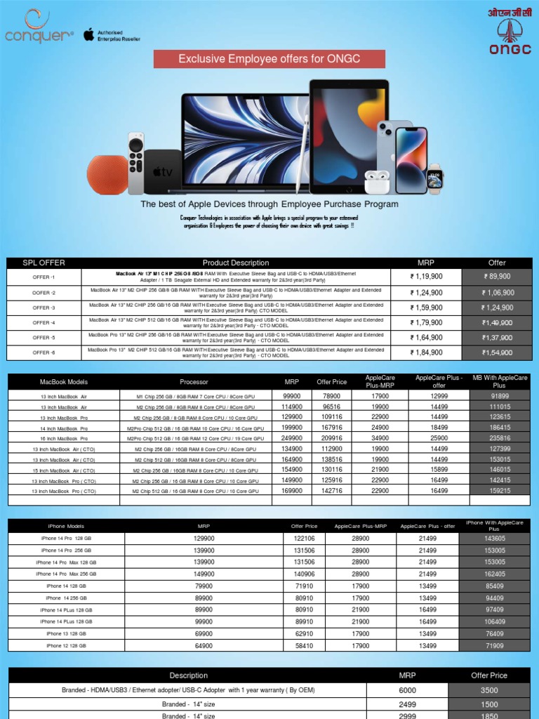 ONGC Employee Apple Purchase Offers | PDF | Apple Inc. | Computer Hardware
