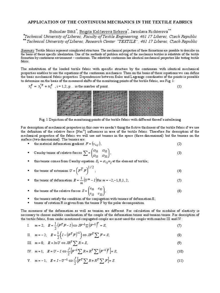 Application of Continum Fabric | PDF | Elasticity (Physics) | Continuum Mechanics