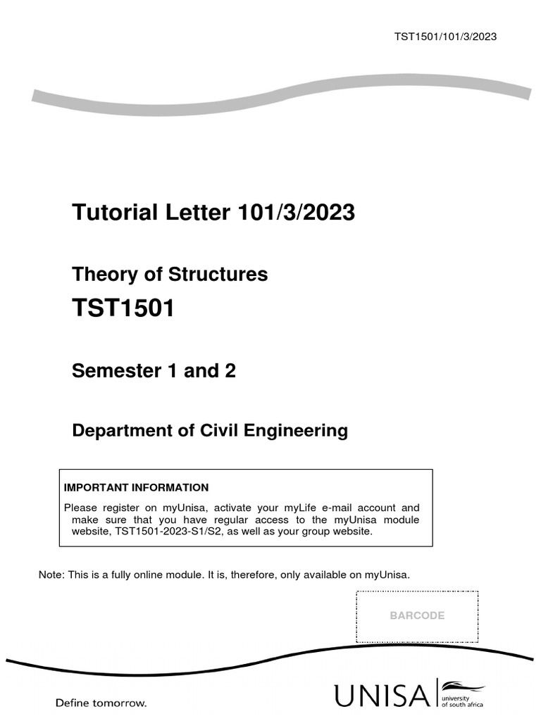Tutorial Letter 101/3/2023: Theory of Structures | PDF | Libraries ...