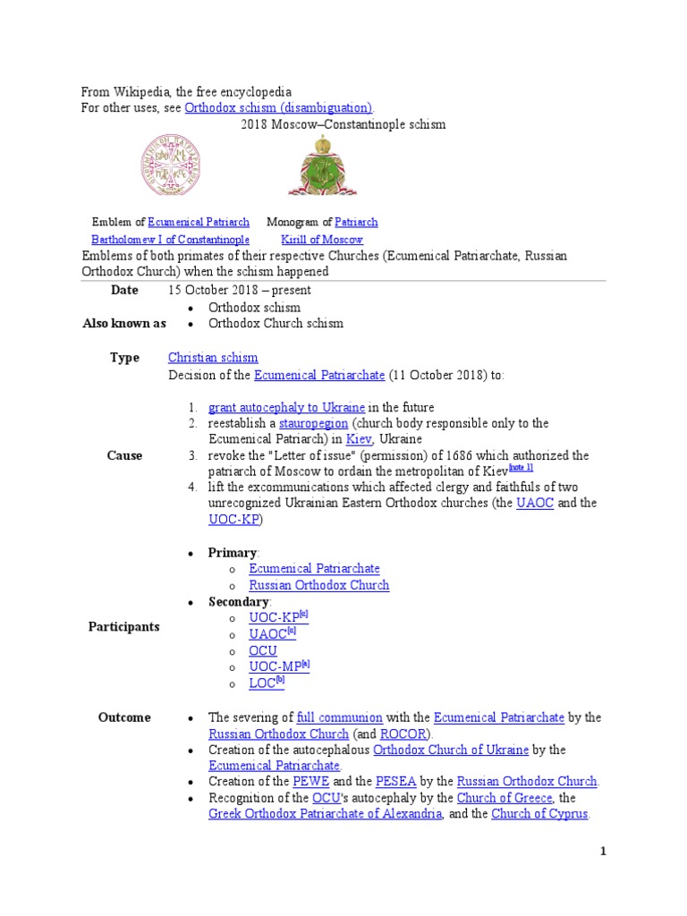 Orthodox Schism | PDF | Russian Orthodox Church | Eastern Orthodox Church