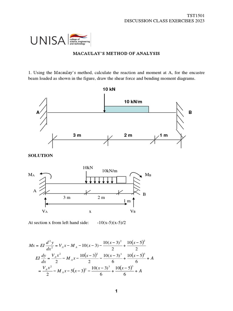 Macaulays Method Exercises 2023 S2 | PDF