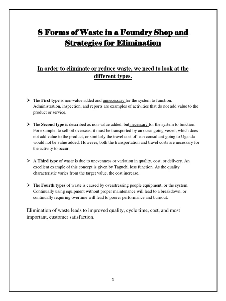 Eliminating Waste in Foundry Operations | PDF | Inventory | Production ...