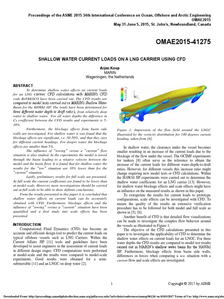 Shallow Water Current Loads On A LNG Carrier Using CFD | PDF ...