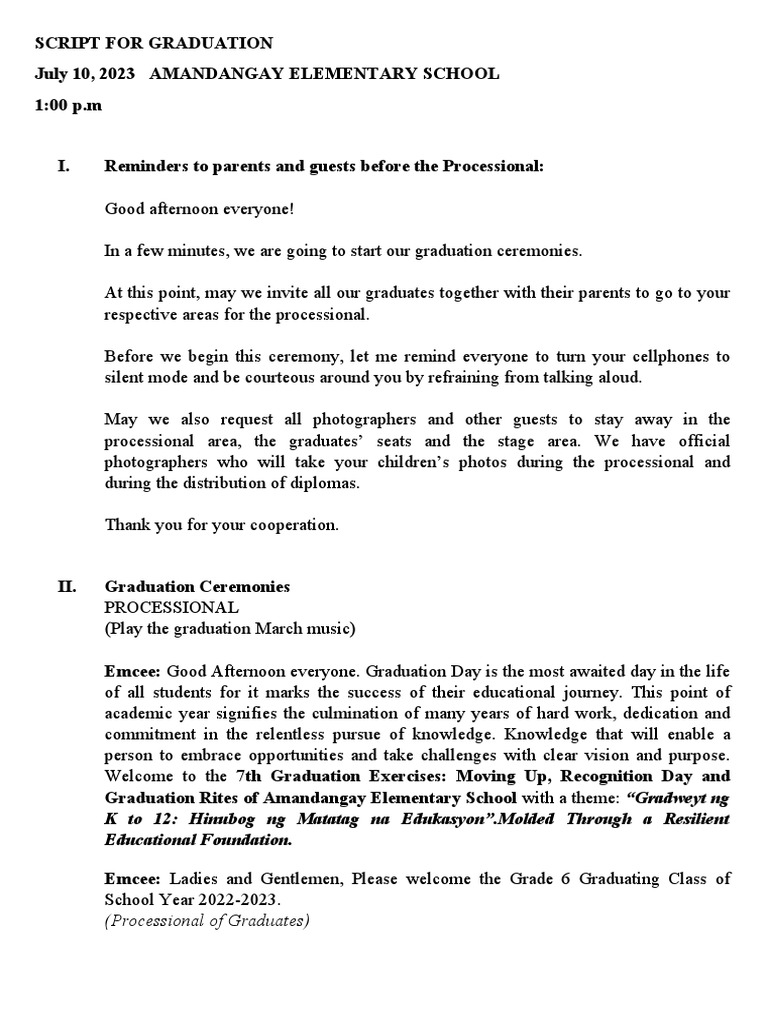 Script For Graduation 2 | PDF | Social Institutions | Social Conventions