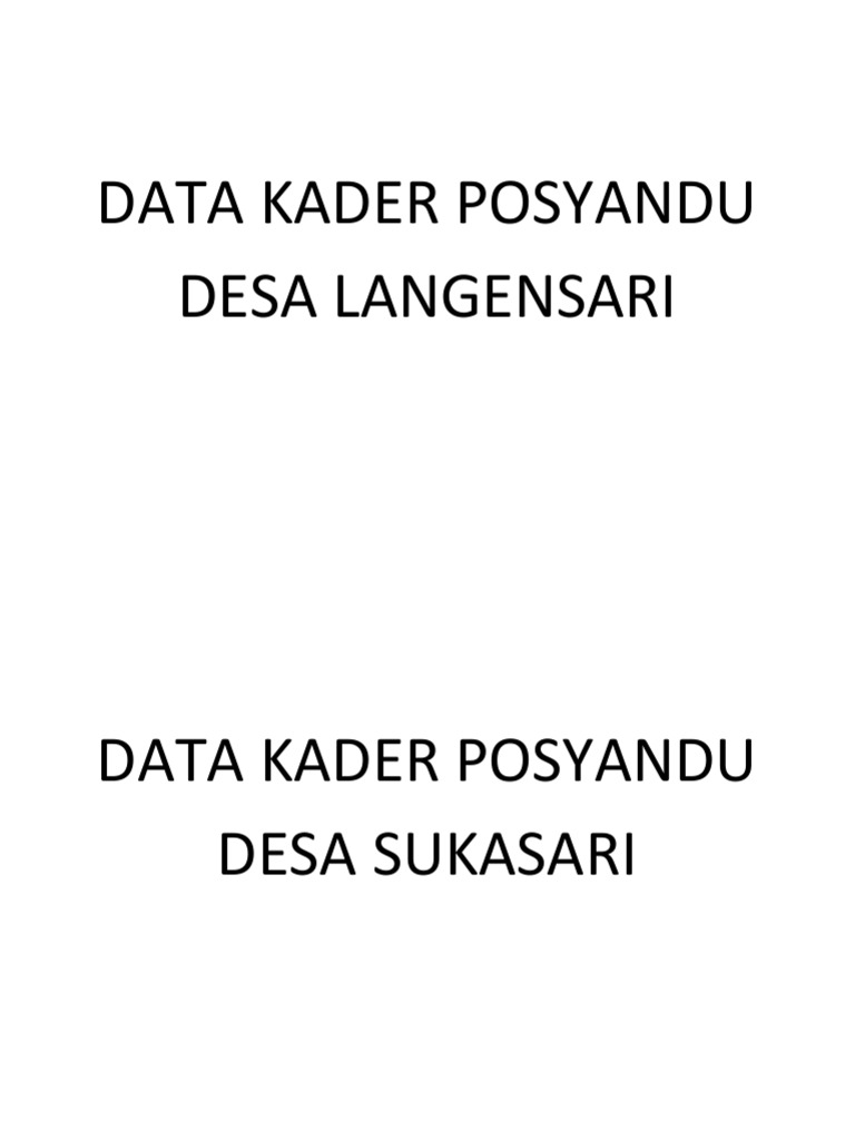 Data Kader Posyandu | PDF