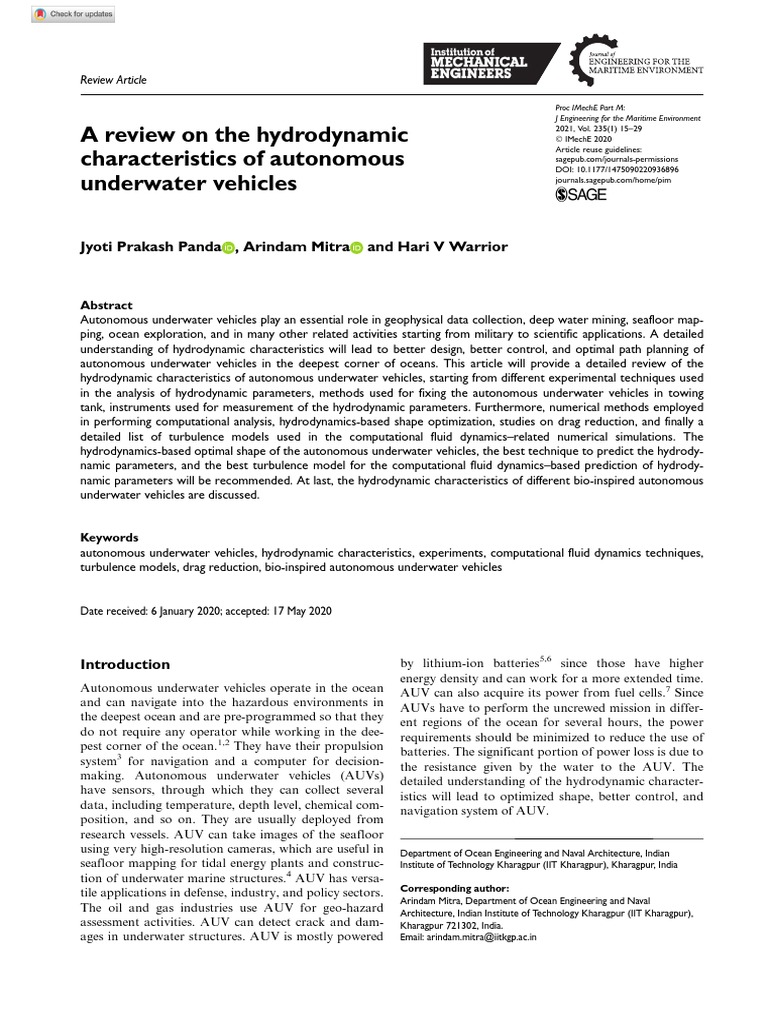 A Review On The Hydrodynamic Characteristics Of Autonomous Underwater
