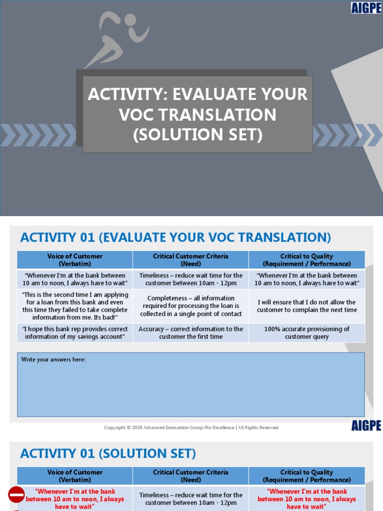 S05 C22. ACTIVITY SOLUTION - Evaluate Your VOC Translation | PDF | Business