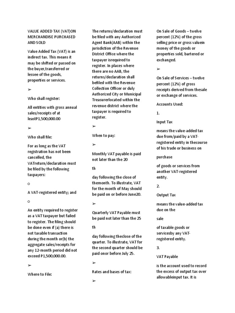 Value Added Tax (Vat) On Merchandise Purchased and Sold | PDF | Value Added Tax | Taxes