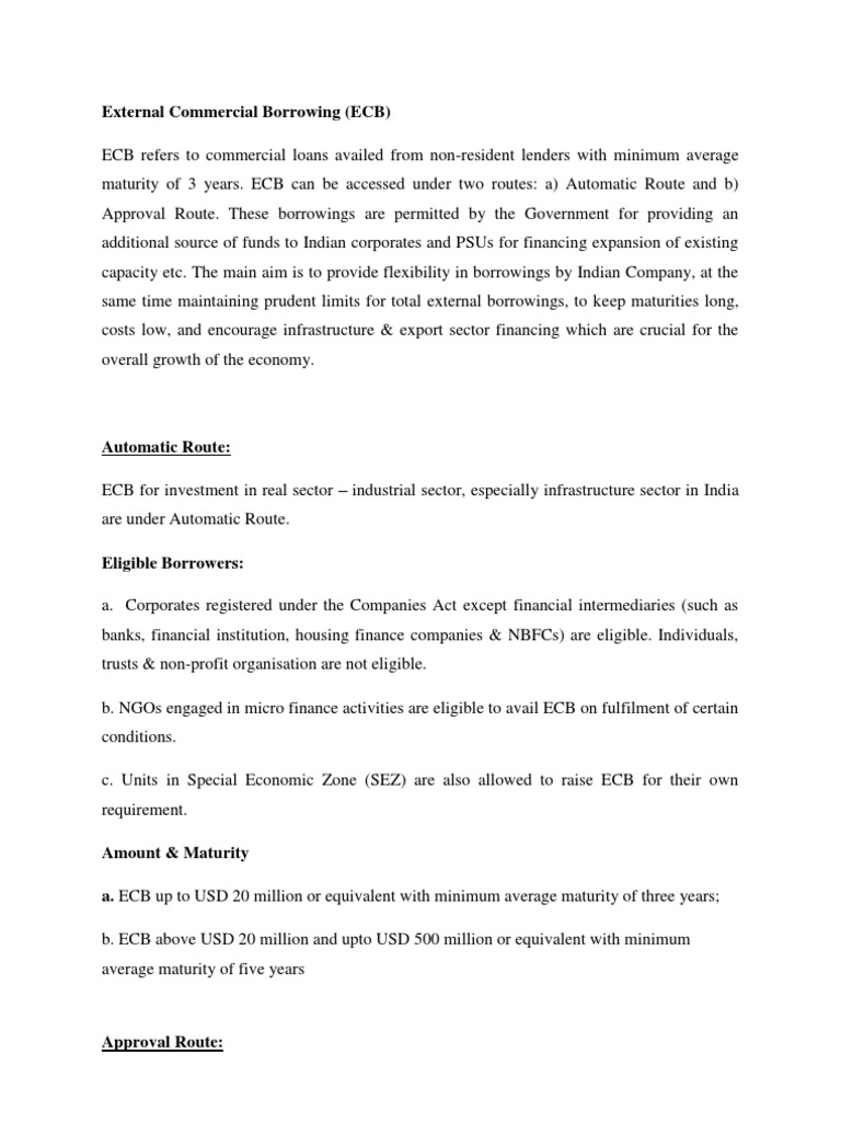 External Commercial Borrowing 1 | PDF | European Central Bank | Reserve ...
