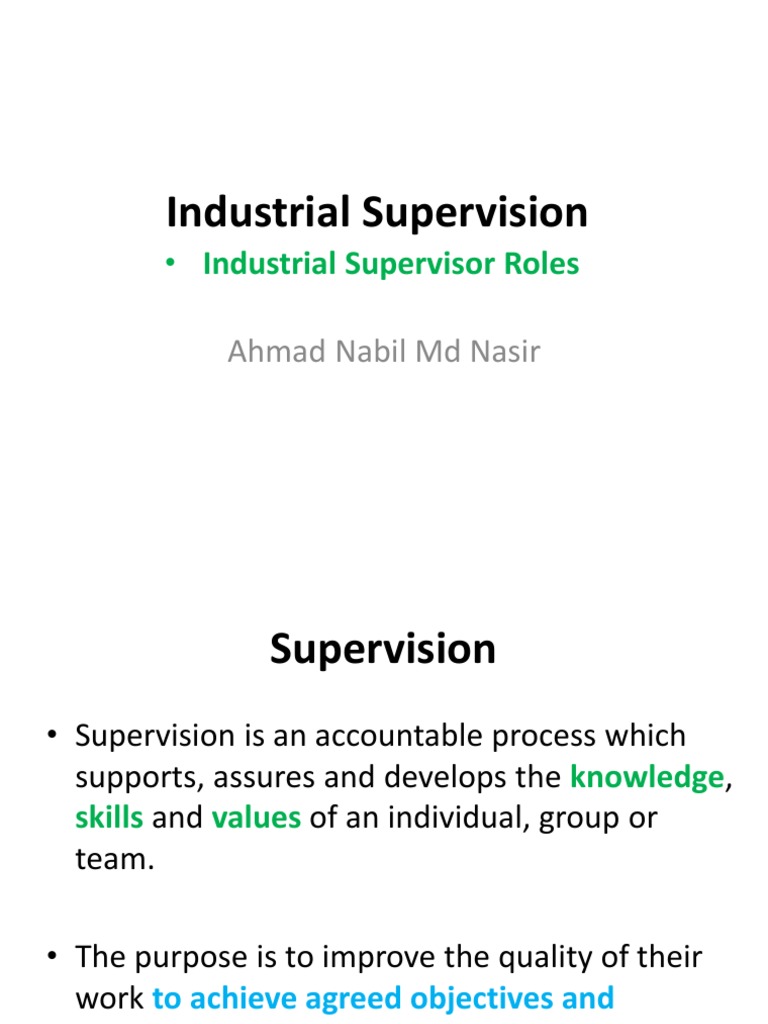 Industrial Supervision - Supervisor Roles 1 | PDF | Career & Growth ...