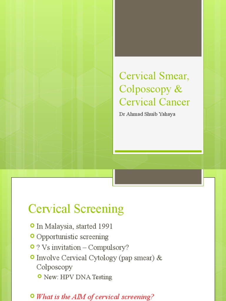 Cervical Smear, Colposcopy & Cervical Cancer | PDF | Cervical Cancer ...