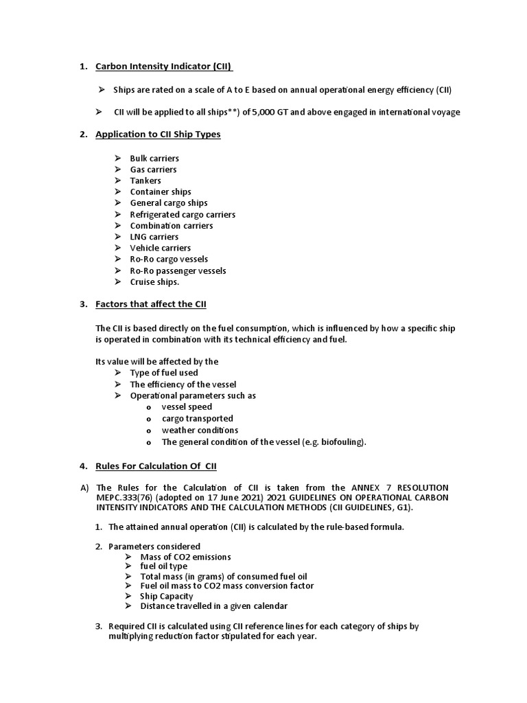Carbon Intensity Indicator (CII) | PDF | Ships | Cargo
