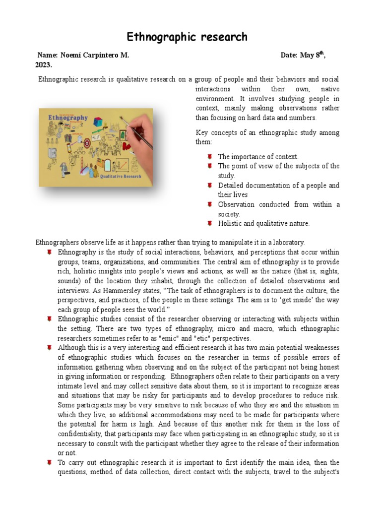 Summary - Ethnography Research | PDF | Ethnography | Psychology