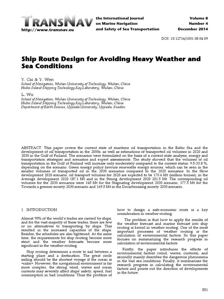 Ship Routing and Weather Impact Analysis | PDF | Ships | Weather ...