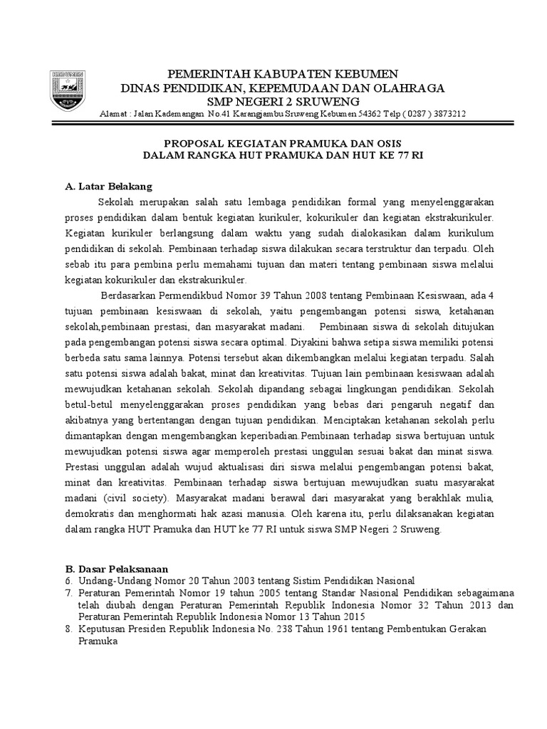 Proposal Kegiatan Hut Pramuka Dan 17 SMP Mentah | PDF