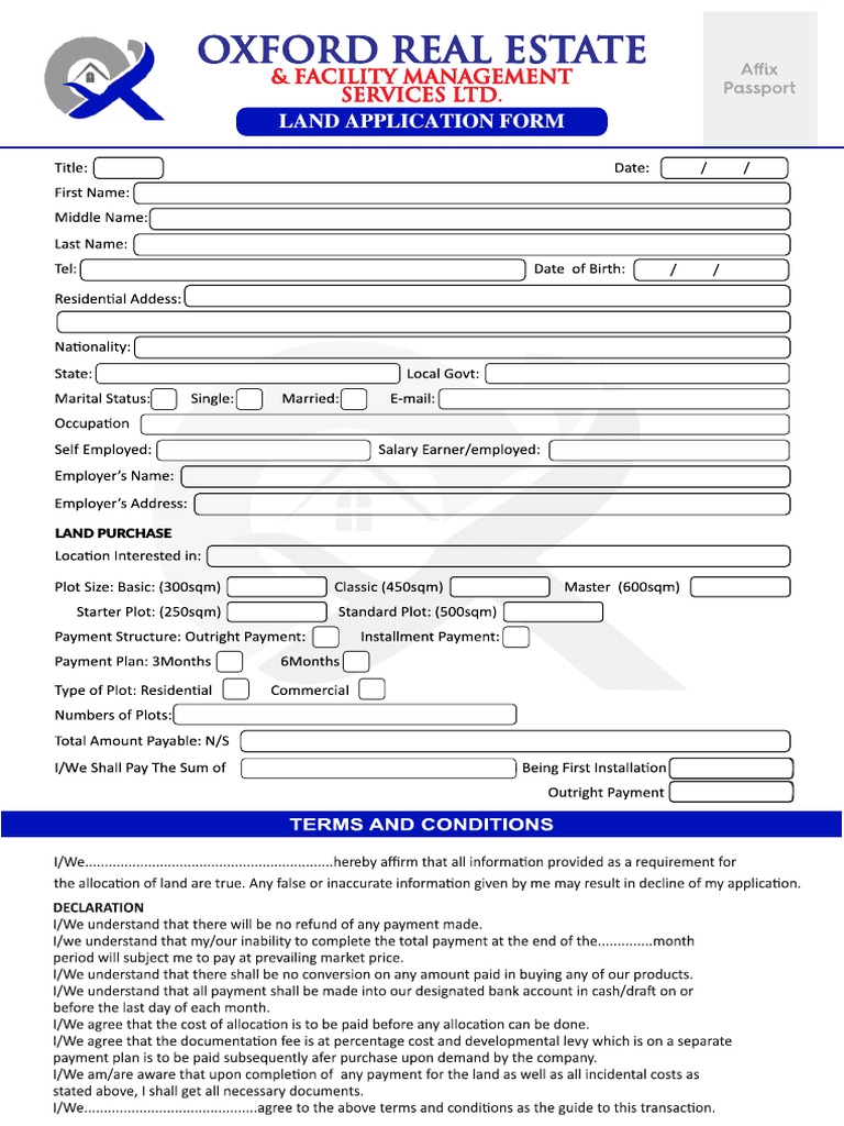 Land Application Form (Approved) | PDF