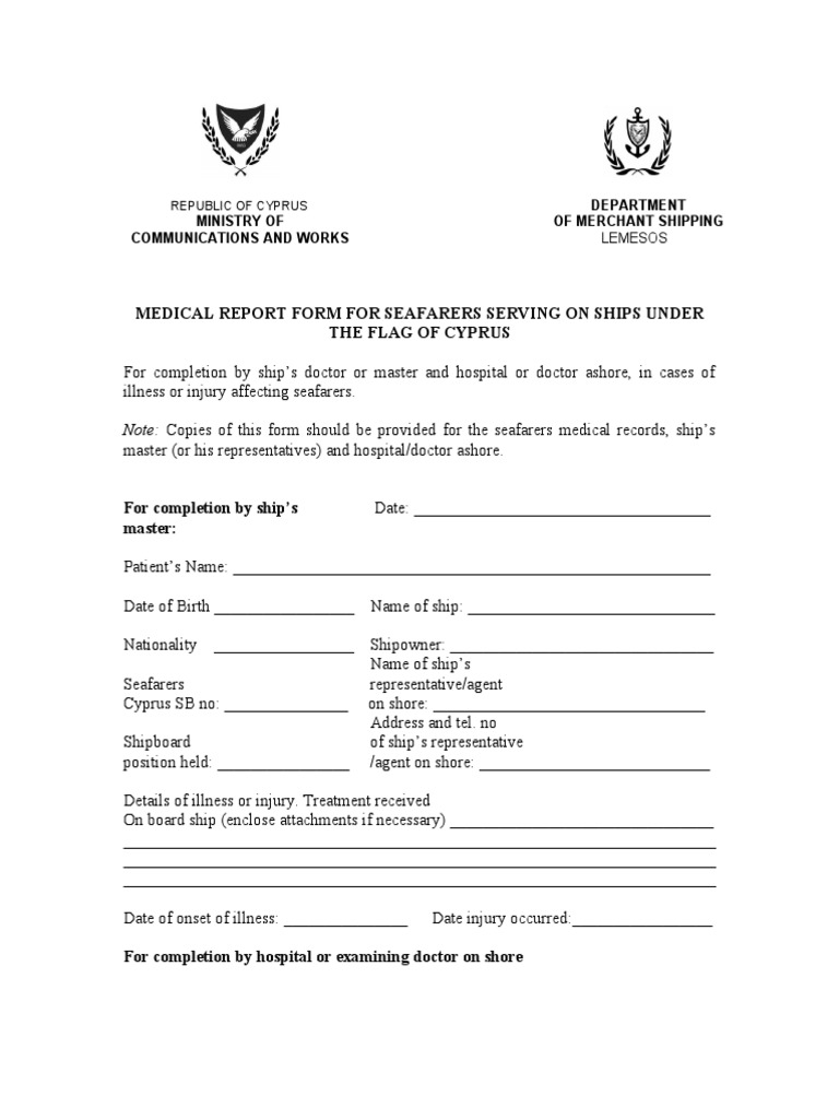 Medical Report Template-88245314 | PDF | Sailor | Diseases And Disorders