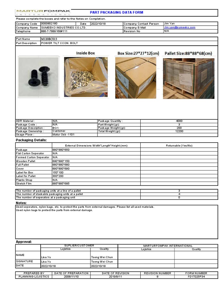 Packaging Form M120BC013 | Descargar gratis PDF | Packaging And ...