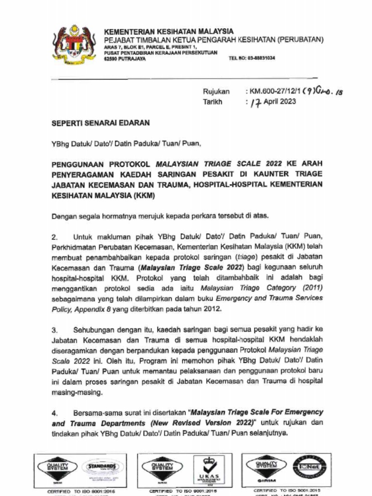 Triage Protocol Moh2022 | PDF