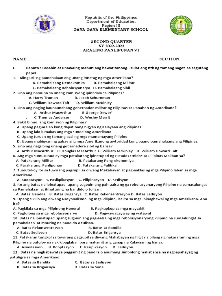 2nd Periodical Test AP 2023 | PDF