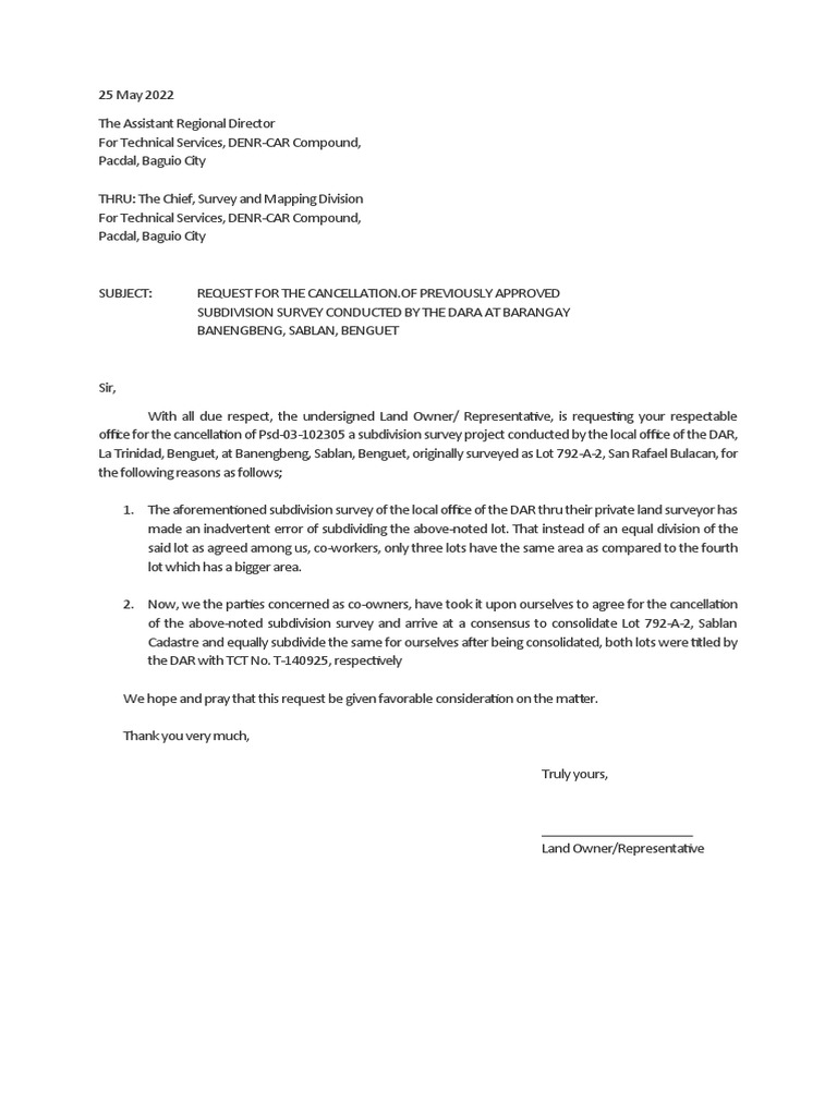 Cancellation of Approved Survey Plan | PDF | Surveying | Urban