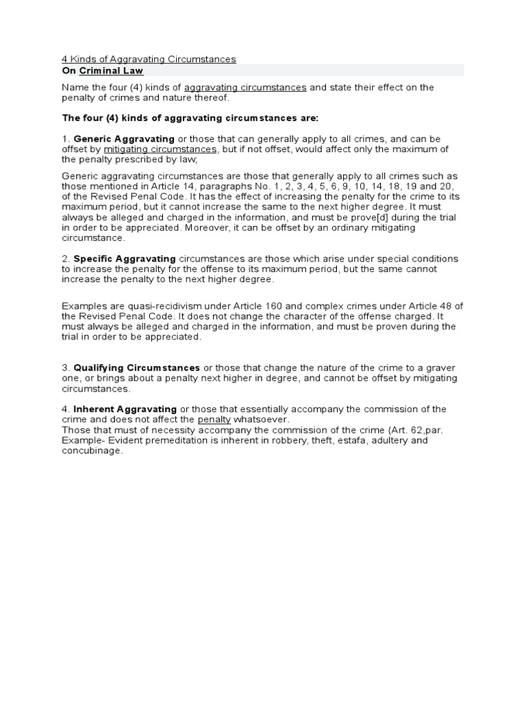 4 Kinds of Aggravating Circumstances | PDF