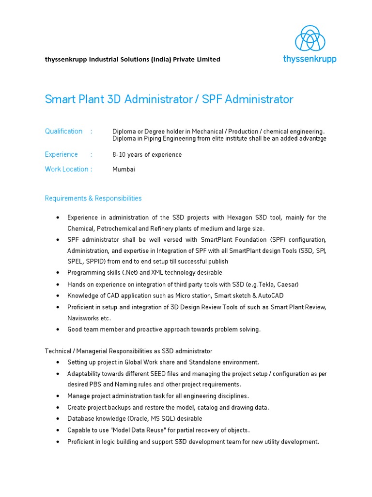 JD-SmartPlant Foundation Administrator | PDF | Engineering | Databases